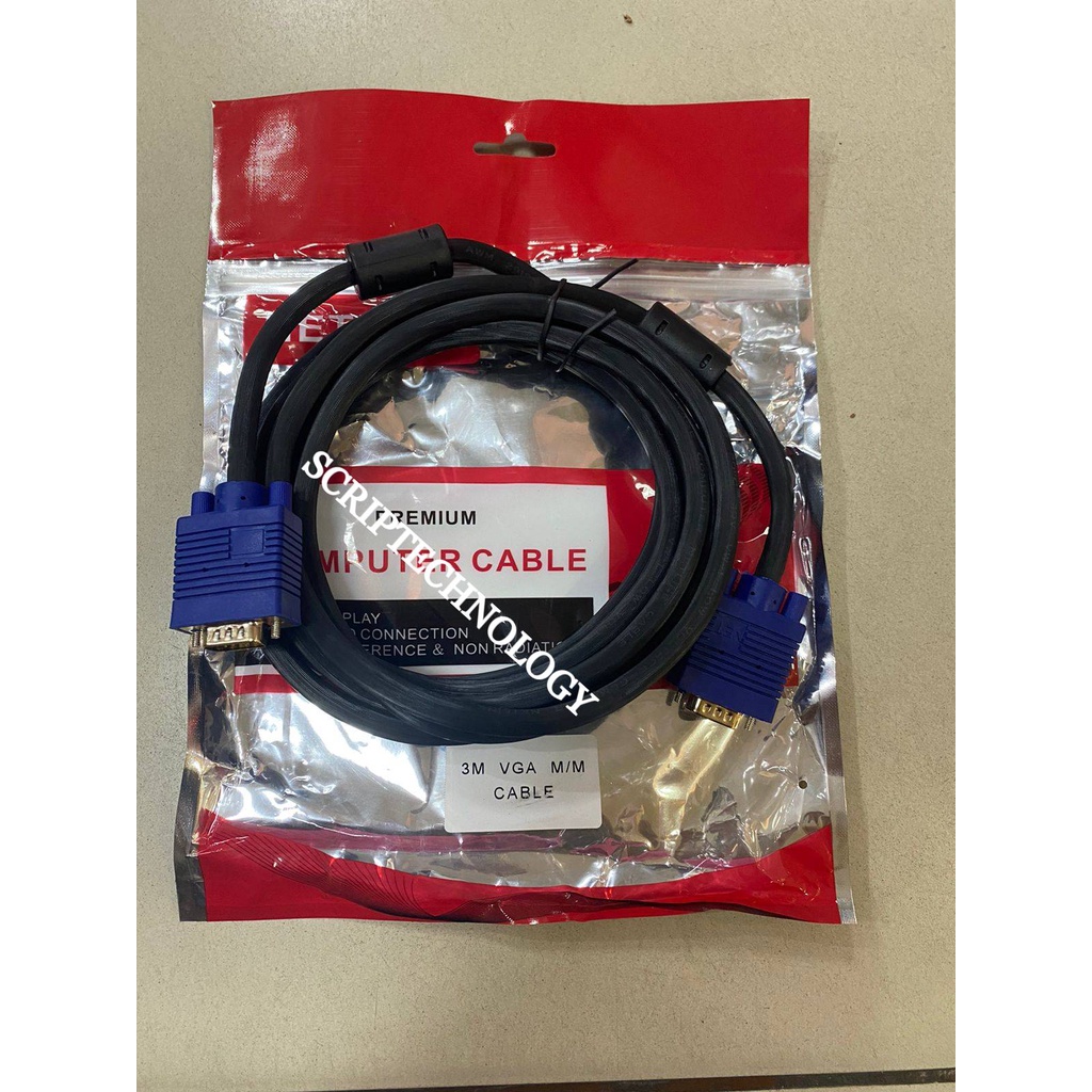 Jual Kabel VGA 3m Gold Plate HQ Netline - Kabel VGA 3 Meter Male | Shopee Indonesia
