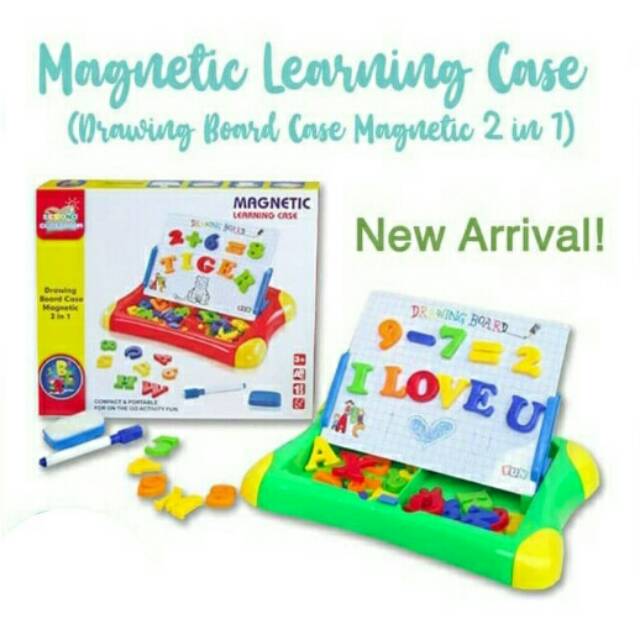 Jual Mainan anak edukasi papan tulis magnet magnetic learning case 2in1 ...