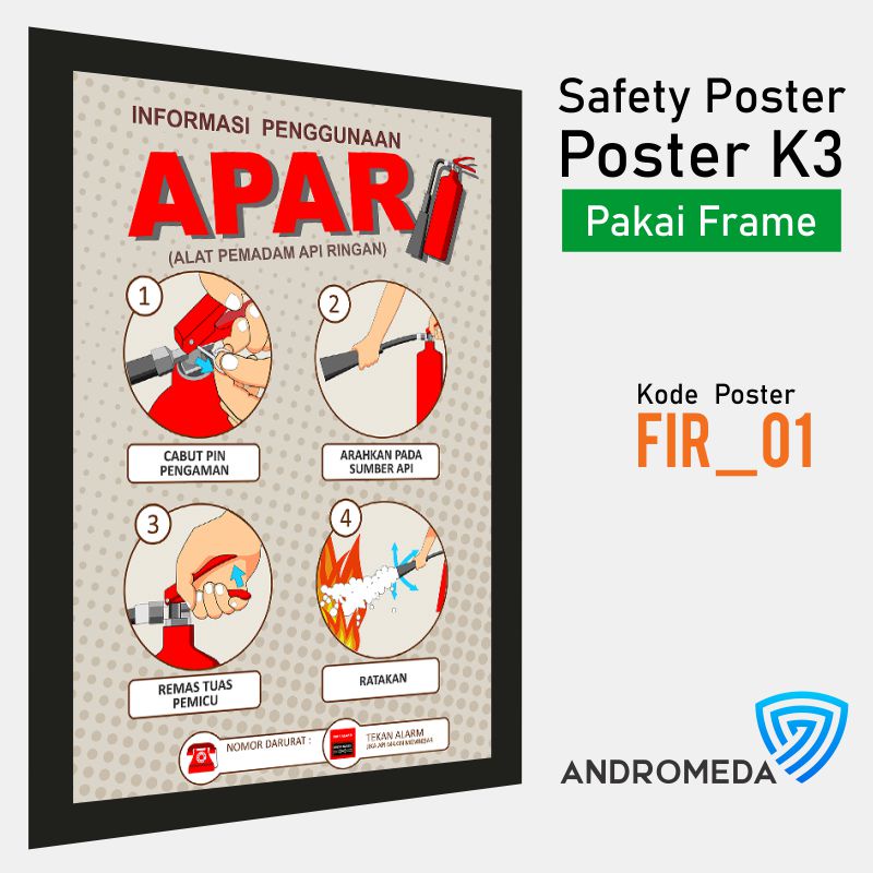 Jual Safety Poster K3: Apar Api Fire Extinguisher Cara + Frame | Shopee ...