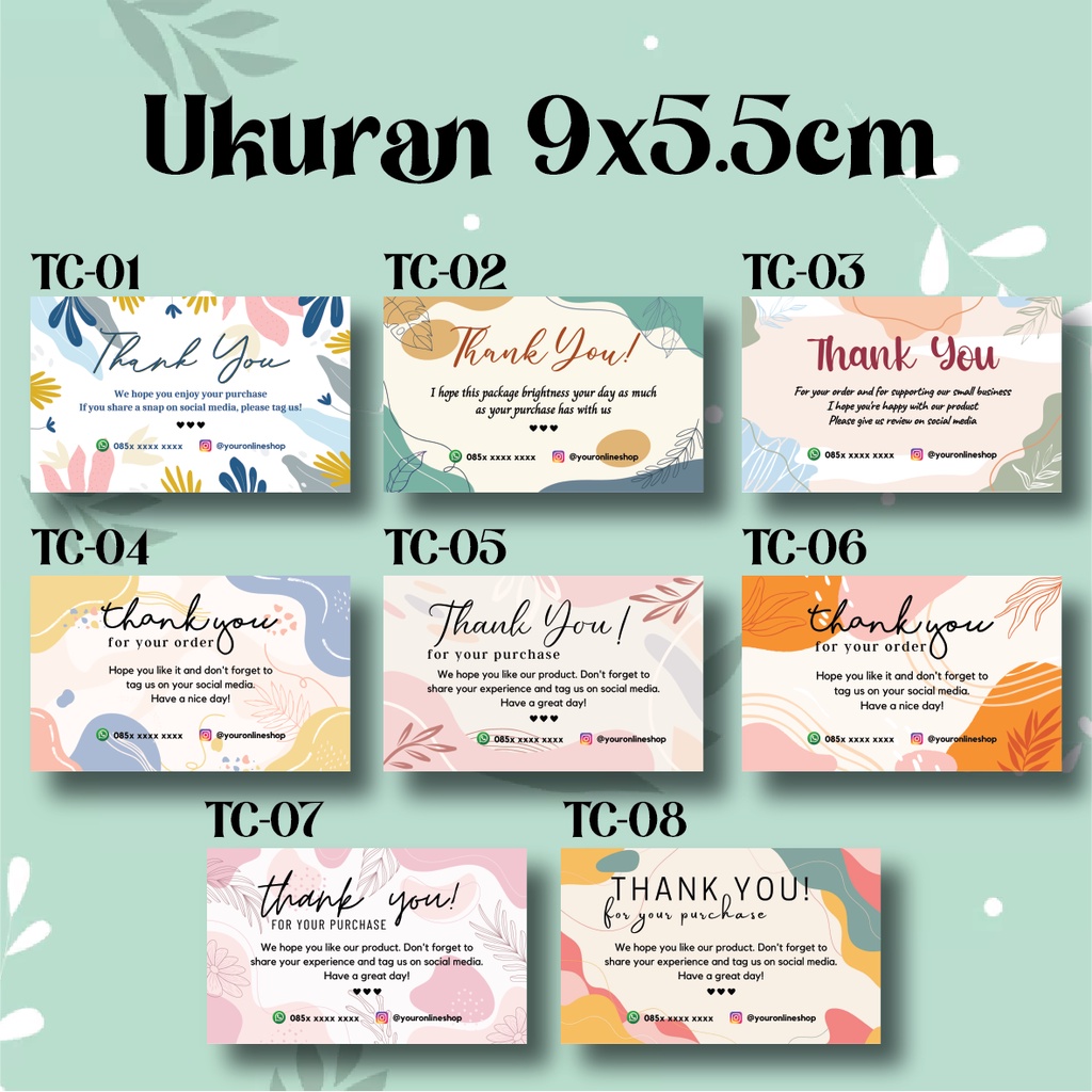 Jual Thank you card olshop / Kartu ucapan terima kasih / thanks card ...