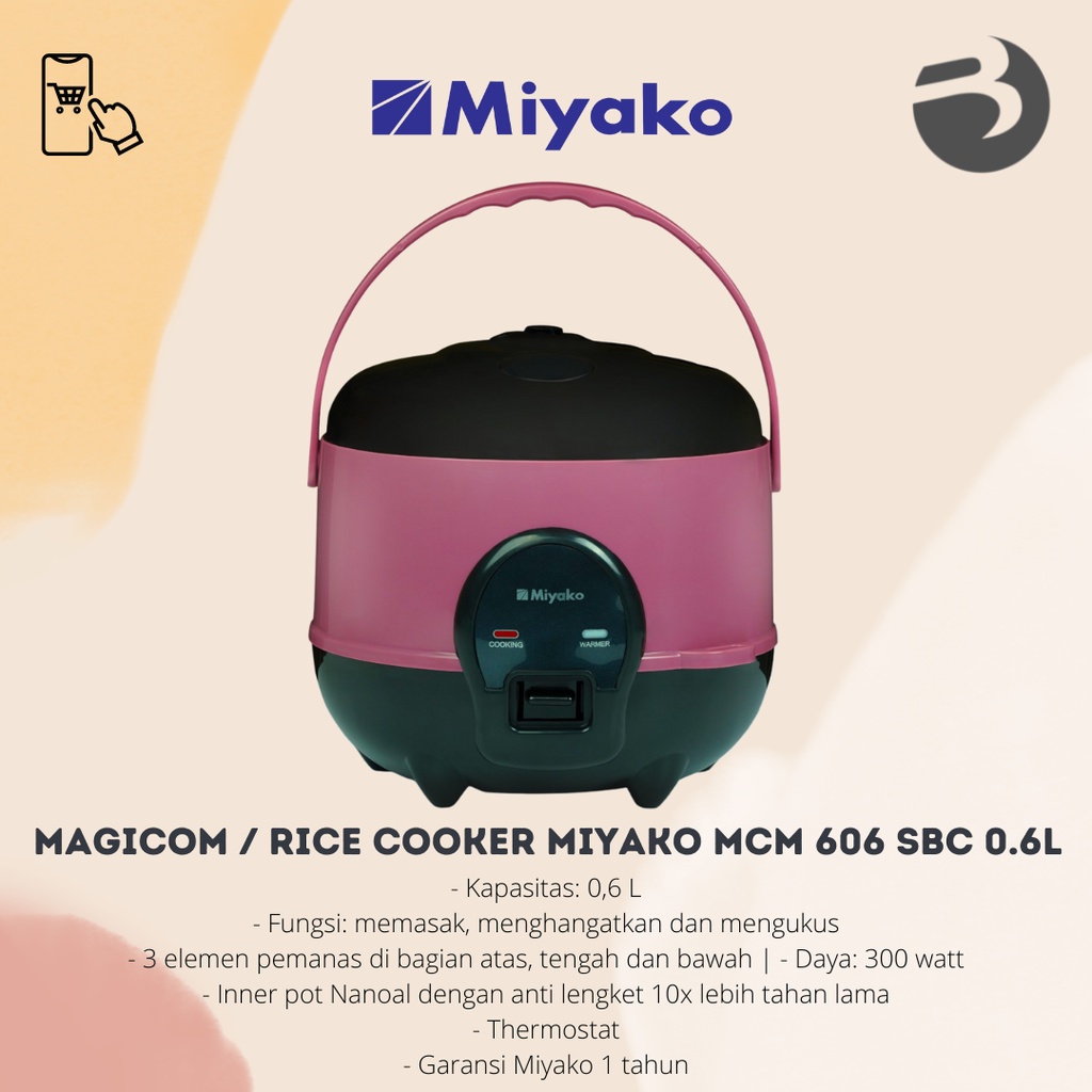 Jual MAGICOM / RICE COOKER MIYAKO MCM 606 SBC 0.6L / / 512SBC 1.2L ...