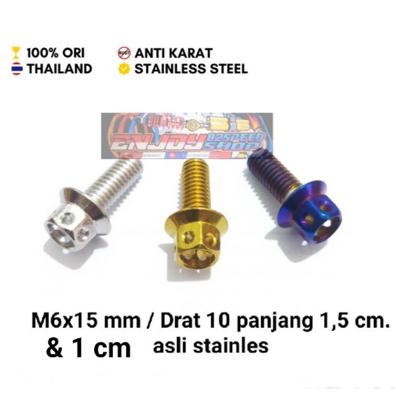 Jual Baut PB Probolt Thailand M6 Drat 10 Panjang 2 cm & 1,5 Cm & 1 cm harga Satuan ( 1 pcs ...
