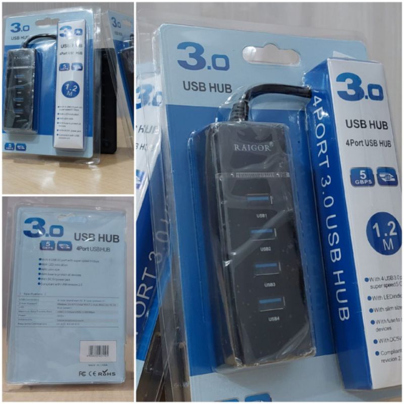 Jual USB Hub 4 port versi 3.0 compatible dengan USB 2.0 | Shopee Indonesia