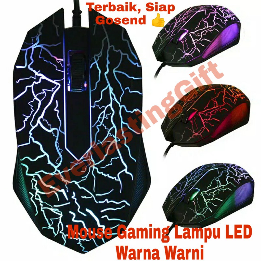 Jual Mouse Gaming Kabel USB 2400DPI Dengan Lampu LED Warna Warni ...