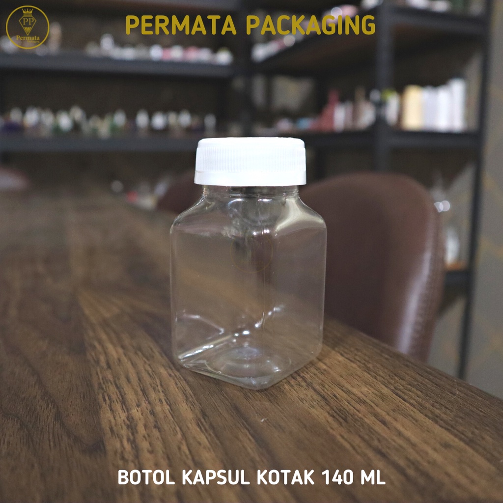 Jual Botol Plastik Kapsul Kotak 140ml / Botol Kotak Pil 140ml / Botol ...