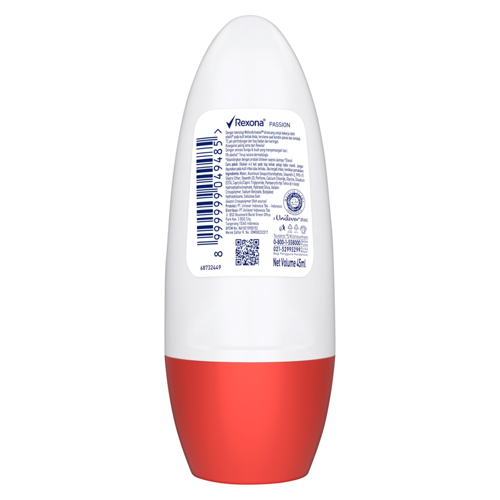 Jual Rexona Women Deodorant Roll On Antiperspirant Passion 72 Jam Kesegaran 45Ml | Shopee Indonesia