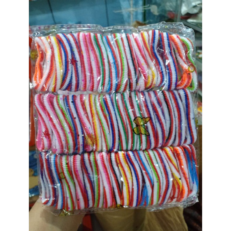 Jual (60gr) 1pak ikat tali rambut donat MURAH isi 48 pcs | Shopee Indonesia