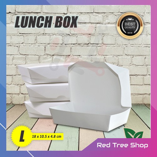 Jual Lunch Box | Kemasan Kotak Makan Kertas | Putih Ukuran L Besar ...