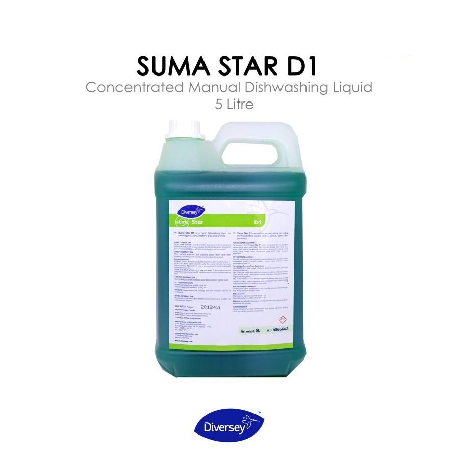 Jual Diversey SUMA Star D1 Concentrated Manual Dishwashing Liquid 5 ...