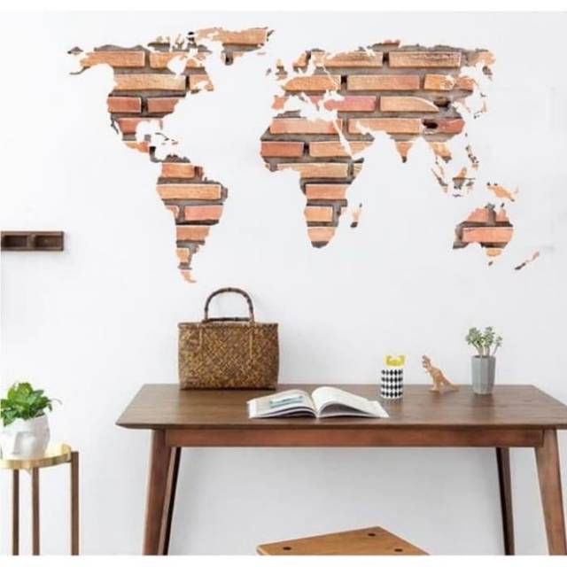 Jual Wallstiker Wallsticker Wall Sticker Stiker Dinding Map Peta Bata ...