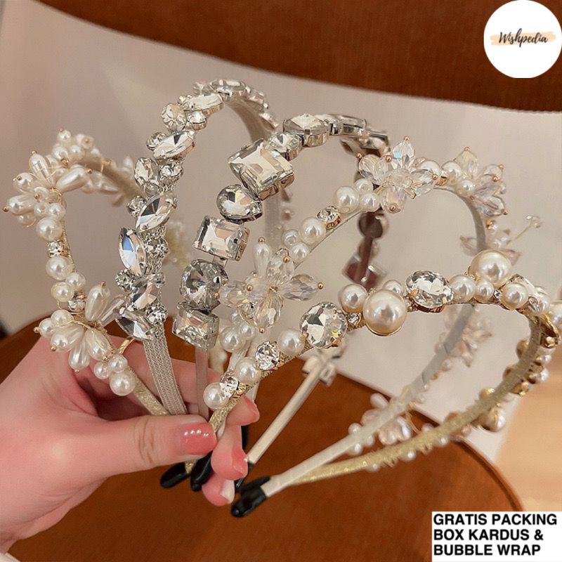 Jual headpiece bando mutiara kristal bandana aksesoris hiasan rambut ...