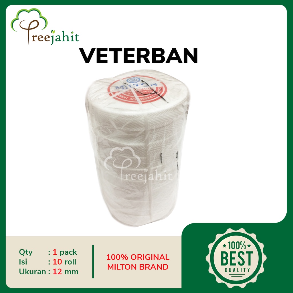 Jual Veterban / tali guling putih @ 10 roll merek milton no.4 12 mm ...