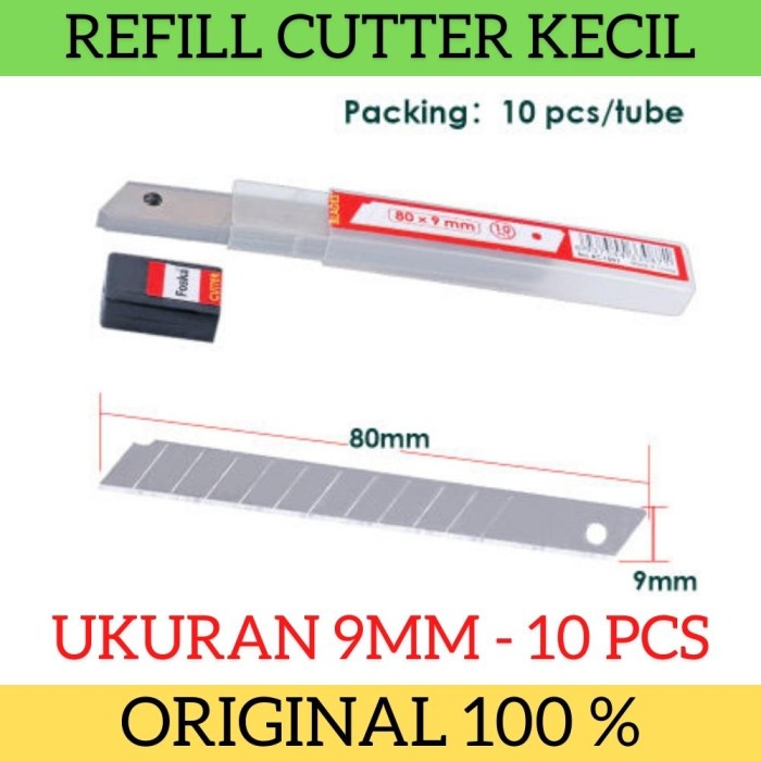 Jual Refill Cutter Blade Ukuran Kecil 9mm Isi 10 Pcs Per Pack | Shopee Indonesia