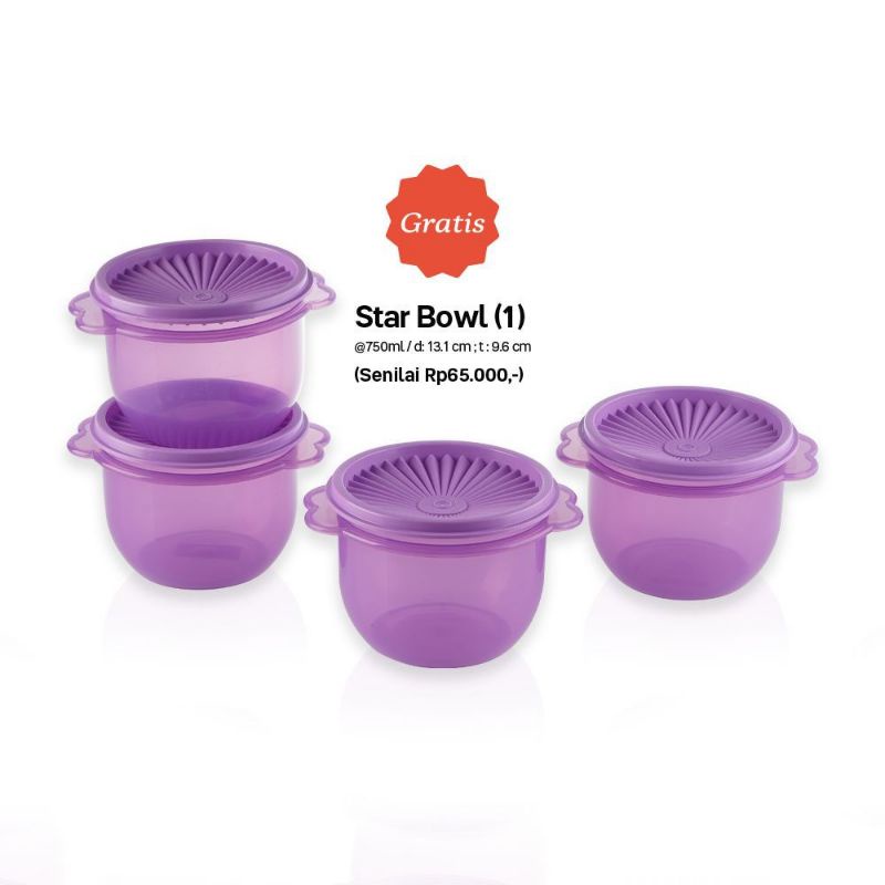 Jual Toples Bulat Tupperware/ original star Bowl (1) 750ml | Shopee ...