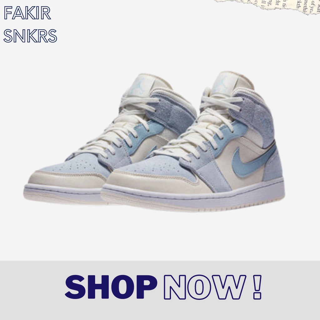 Jual Air Jordan 1 Mid Textures Blue | Shopee Indonesia