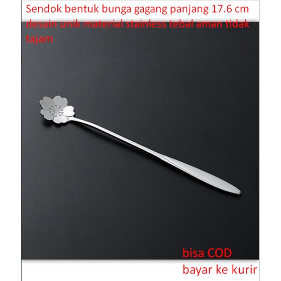 Jual Sendok bentuk bunga gagang panjang 17.6 cm desain unik material ...