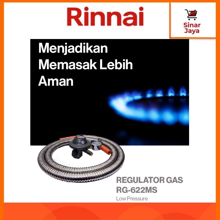 Jual RINNAI RG-622 MS Selang Gas + Regulator 1.8 Meter (Stainless Steel ...