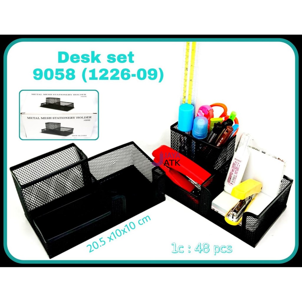 Jual Desk Set Organizer Tempat Pulpen Pen Holder Meja Jaring Besi ...