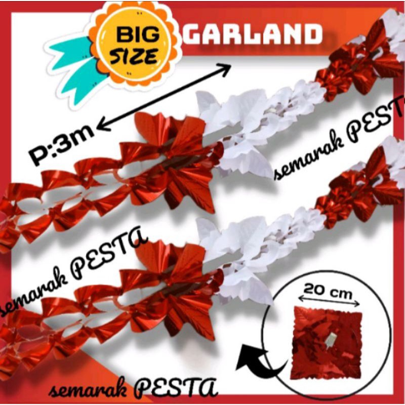 Jual Garlan merah putih/Garlan Agustusan/Garlan Dekorasi/ Garlan ...