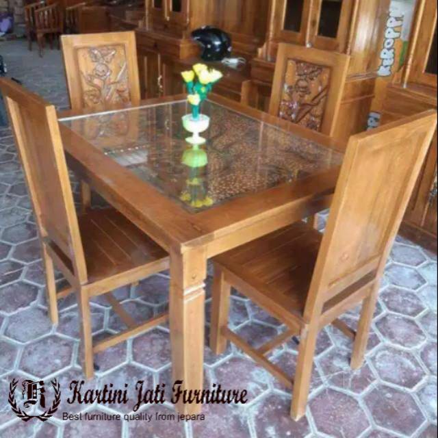 Jual Meja makan kayu jati minimalis meja makan kursi makan k4 minimalis bahan kayu jati TPK ...