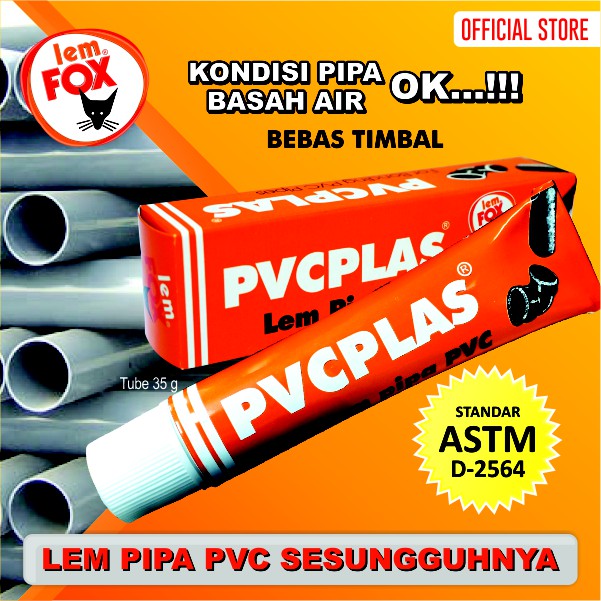 Jual Lem Fox PVCPLAS Tube 35 Gram / Lem Pipa Paralon PVC | Shopee Indonesia