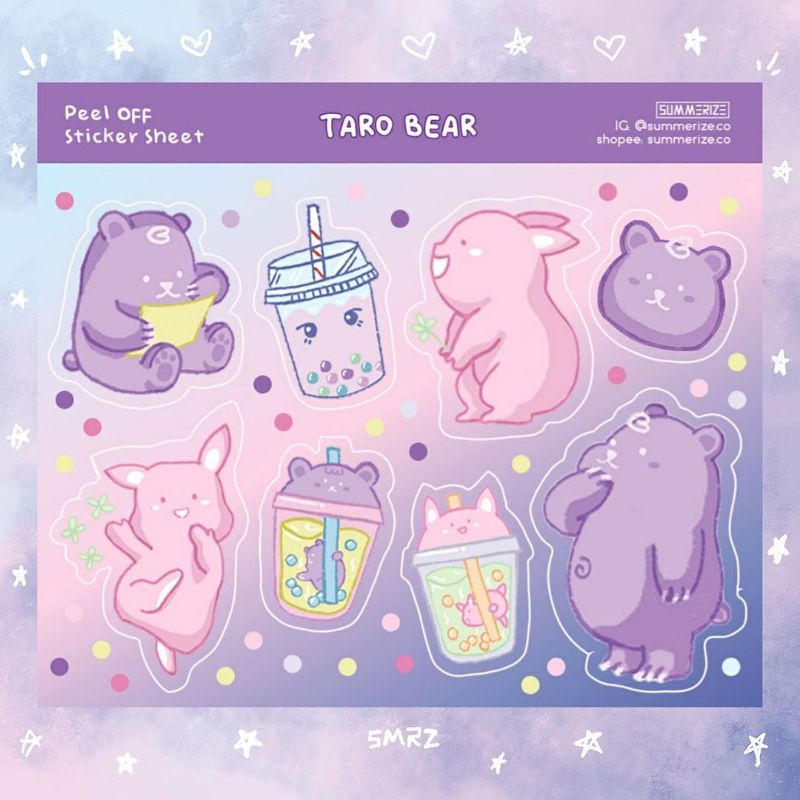Jual Taro Bear - Peel Off Sticker Sheet / Stiker Tema Beruang Taro ...