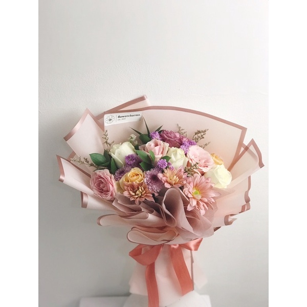 Jual Fresh Flower Bouquet | Colorful pastel bouquet | BUNGA SEGAR ...