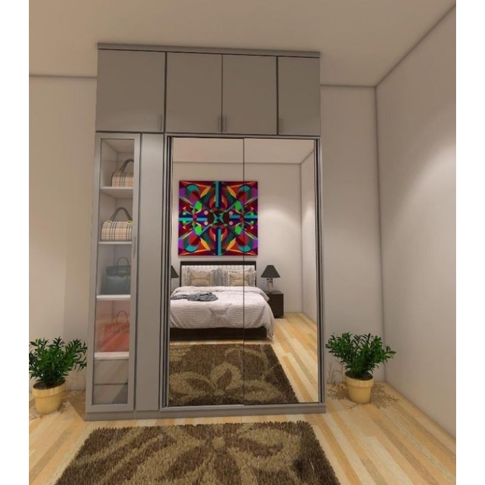 Jual lemari full cermin finishing HPL P160 x L60 x T250cm | Shopee Indonesia