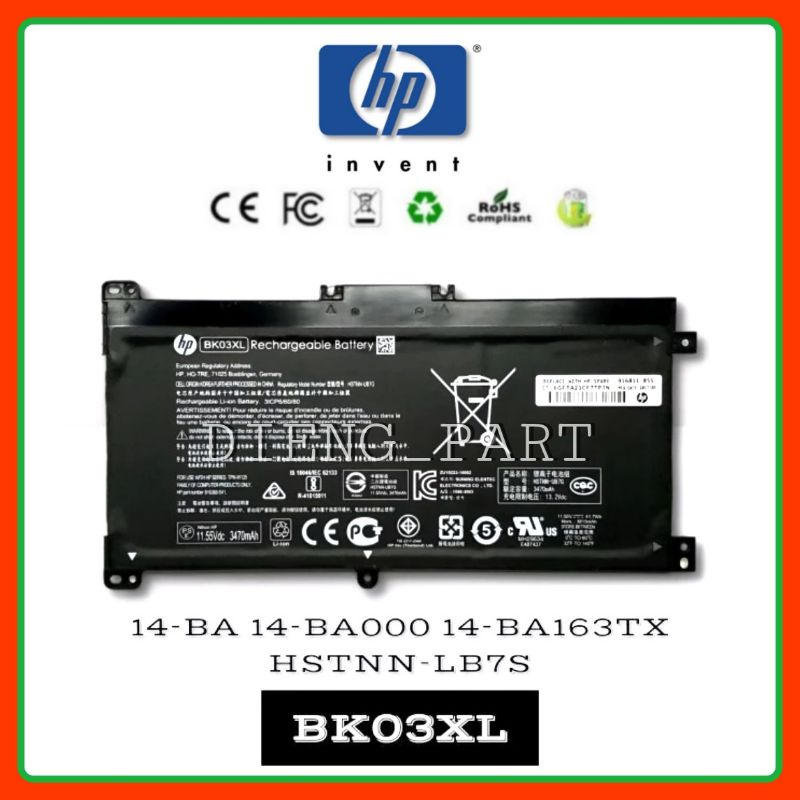 Jual Baterai BK03XL HP Pavilion X360 14-BA091TX 14-BA003TX 14-BA004TX ...