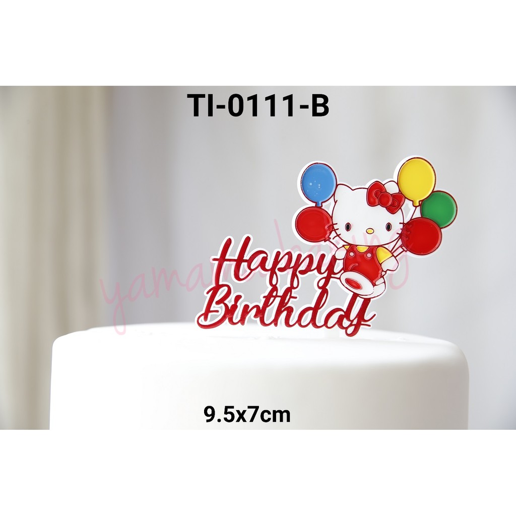 Jual TI-0111-B Cake topper kue tulisan happy birthday hello kitty merah ...