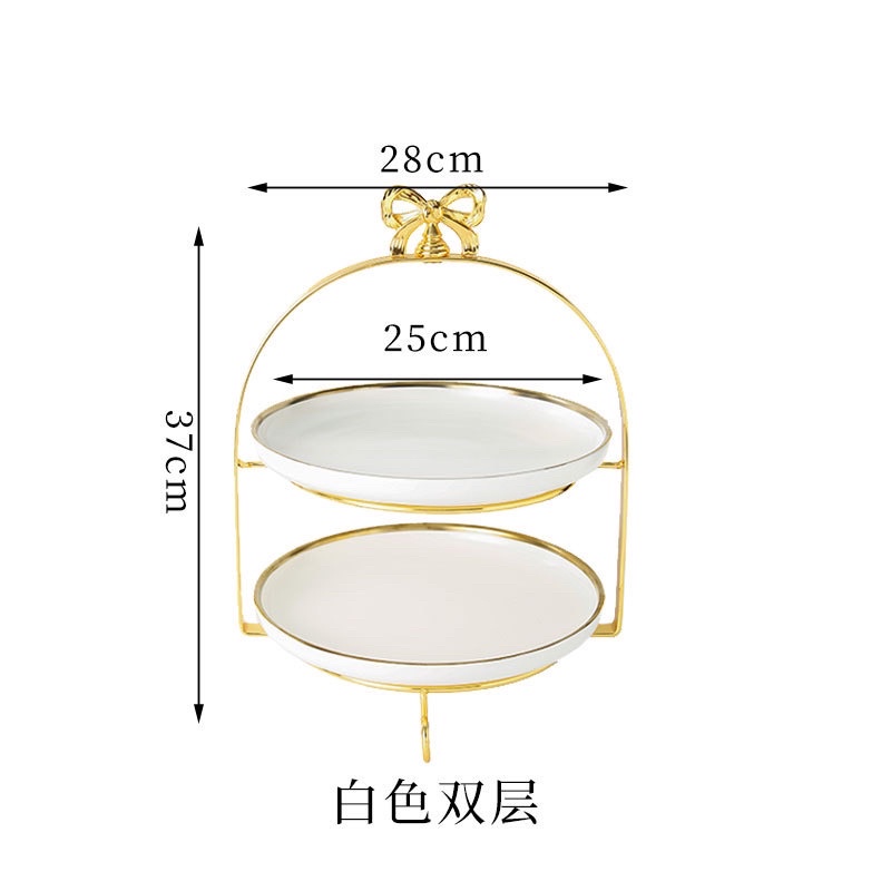 Jual Premium Gold Bow Cake Tier / Rak Susun Kue Roti 2 Tingkat dan 3 tingkat / Piring Kue ...