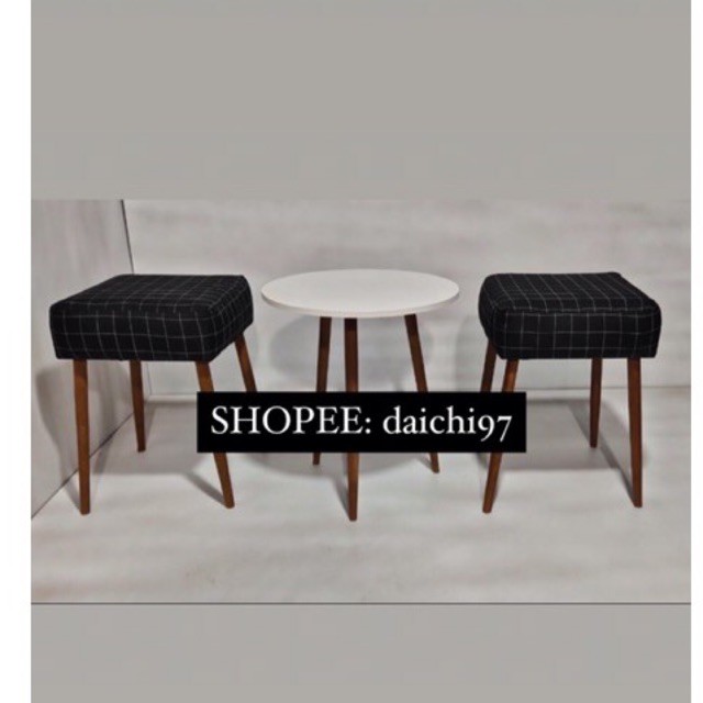 Jual Paket 2 Kursi 1 Meja Stool Minimalis Scandinavian Kayu Meja tamu ...