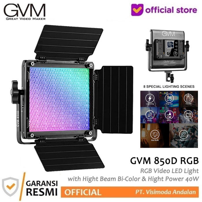 Jual GVM 850D RGB Hight Beam Bi-Color & Hight Power 40W LED Video Light ...