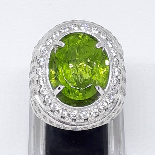 Jual Cincin Perak Batu Permata Natural Peridot / Batu Peridot Asli ...