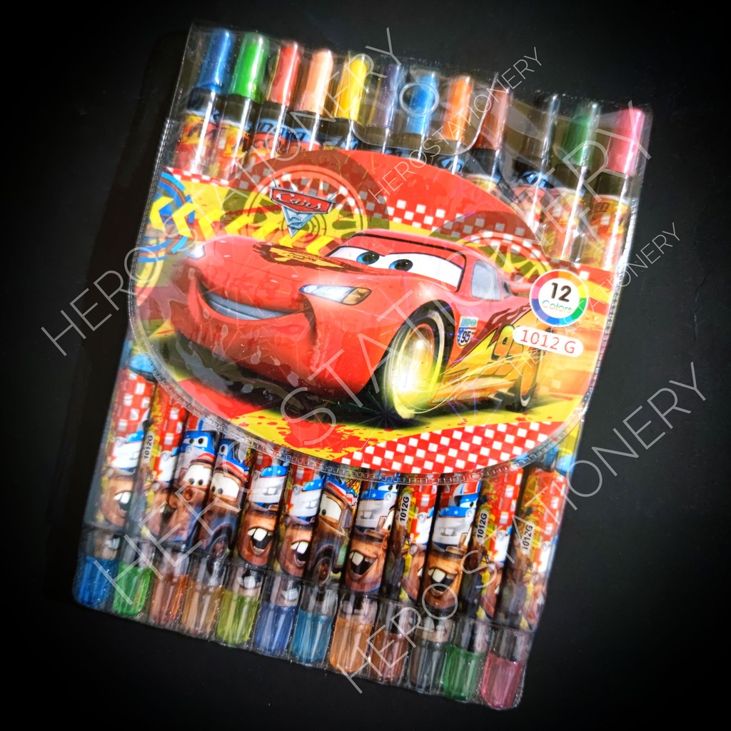 Jual Krayon putar cars lightning mcqueen 12 warna rolling crayon ...