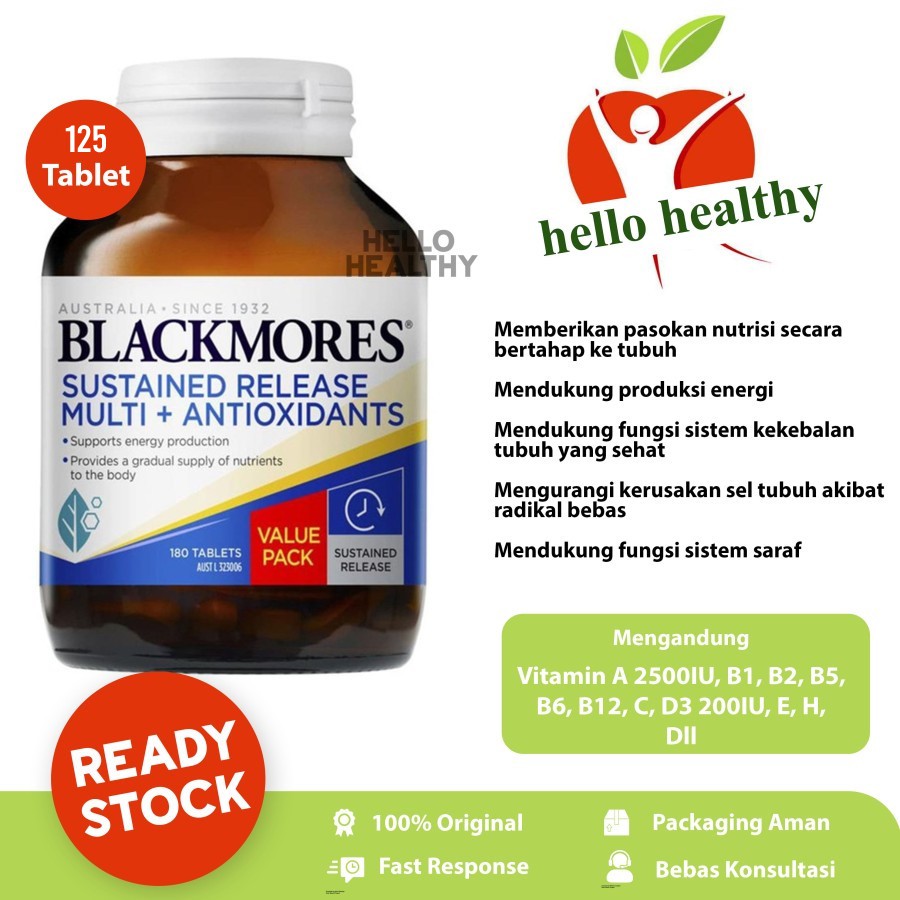 Jual Blackmores Sustained Multivitamin + Antioxidants (125 Tablet) | Shopee Indonesia