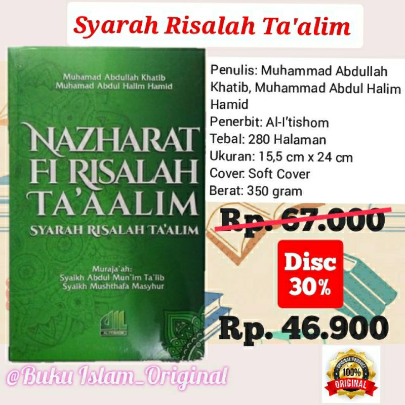 Jual Buku Nazharat Fi Risalah Ta’aalim Syarah Risalah Ta’alim Al-I ...