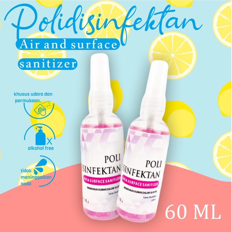 Jual POLI DISINFEKTAN Air Surface Sanitizer 60 ml DISINFEKTAN RUANGAN ...