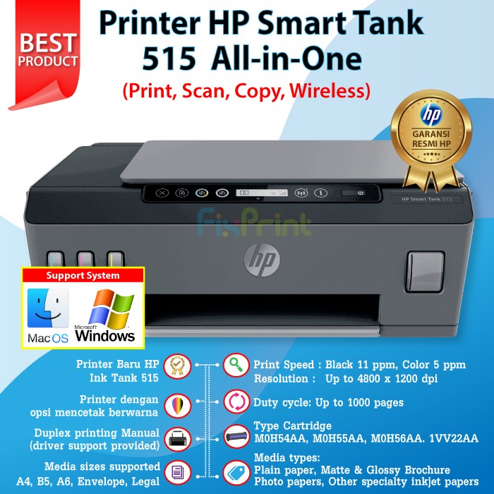 Jual Printer HP Smart Tank 515 Wireless Print Scan Copy All in One ...