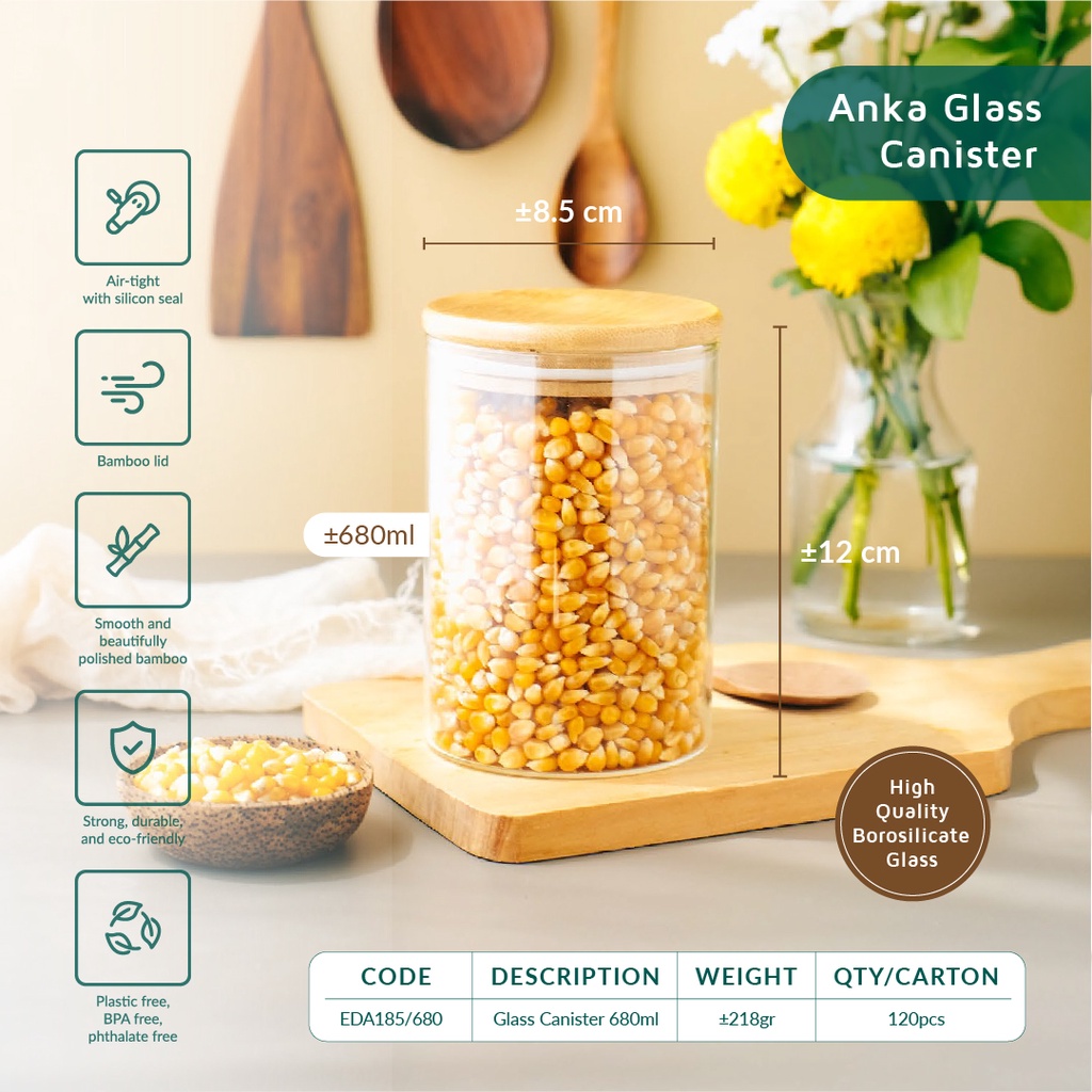 Jual Toples Kaca Bulat Storage Jar Borosilicate Kedap Udara ( dia 8.5 ...