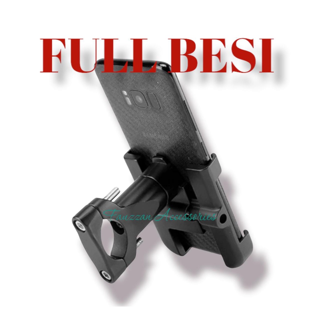 Jual Holder hp motor full besi holder stang motor - Hitam | Shopee ...
