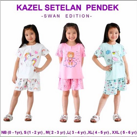 Jual BAJU KAZEL SETELAN PENDEK SWAN EDITION 1 PACK ISI 3 SETELAN | Shopee Indonesia