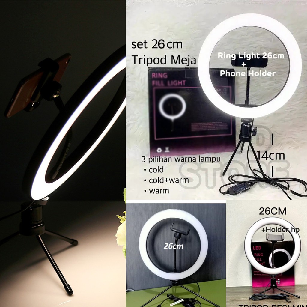 Jual Lampu Ring Light LED 26cm Selfie 120 LED 10 Inch + Smartphone ...