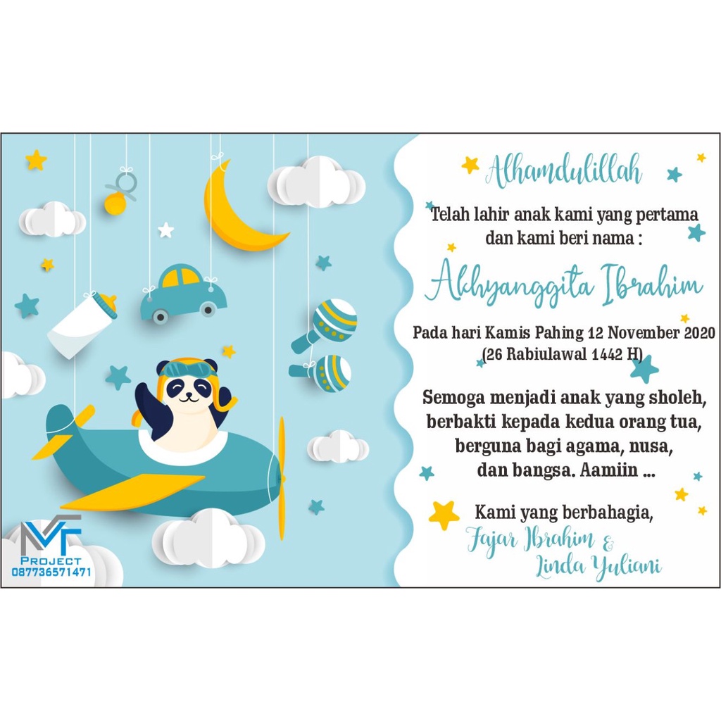 Jual Kartu Nama Bayi Lahir - Kartu Ucapan Baby Born - Baby Card ...