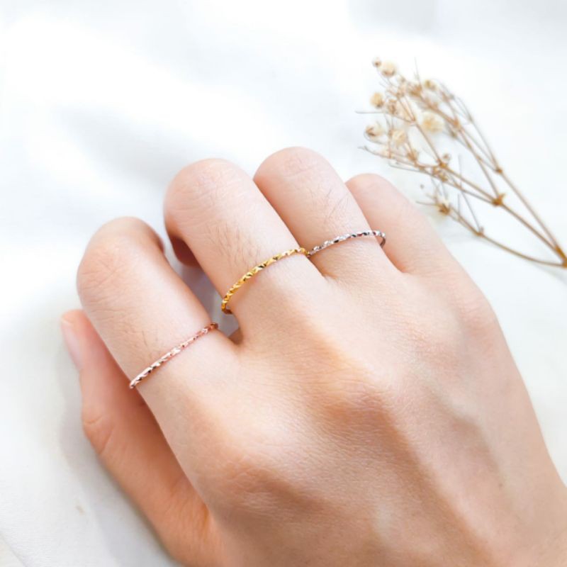 Jual cincin wanita elegant cincin 3 warna stack | Shopee Indonesia
