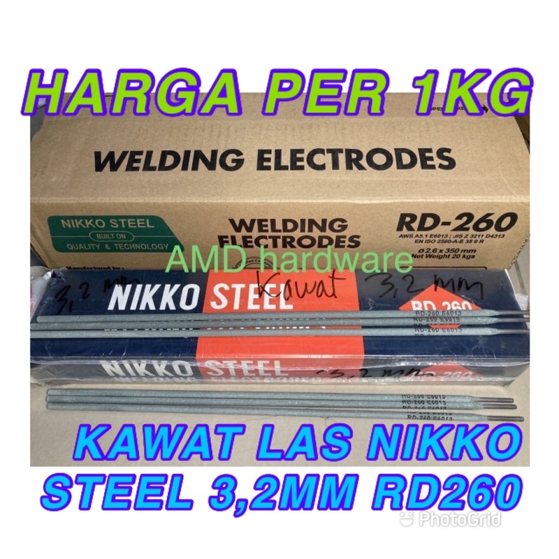 Jual Kawat Las MMA SMAW 3,2mm 2,6mm Eceran 2.6 3.2 mm RD260 Nikko Steel Welding Electrodes E6013 ...