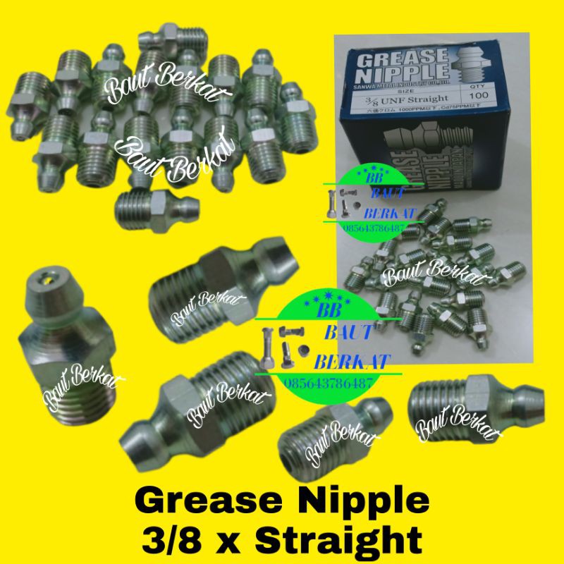 Jual nipple grease 3/8 lurus nepel gemuk 3/8 lurus grease nipple 3/8 ...