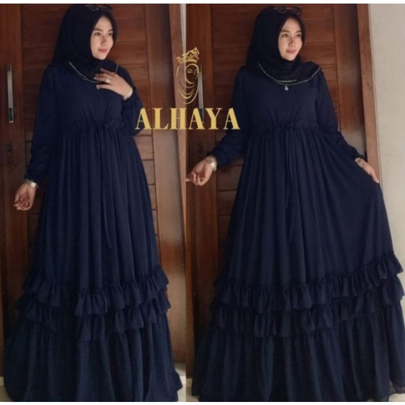 Jual Gamis Ceruty Babydoll Polos Full Furing LD 110 cm /Andara Maxy ...