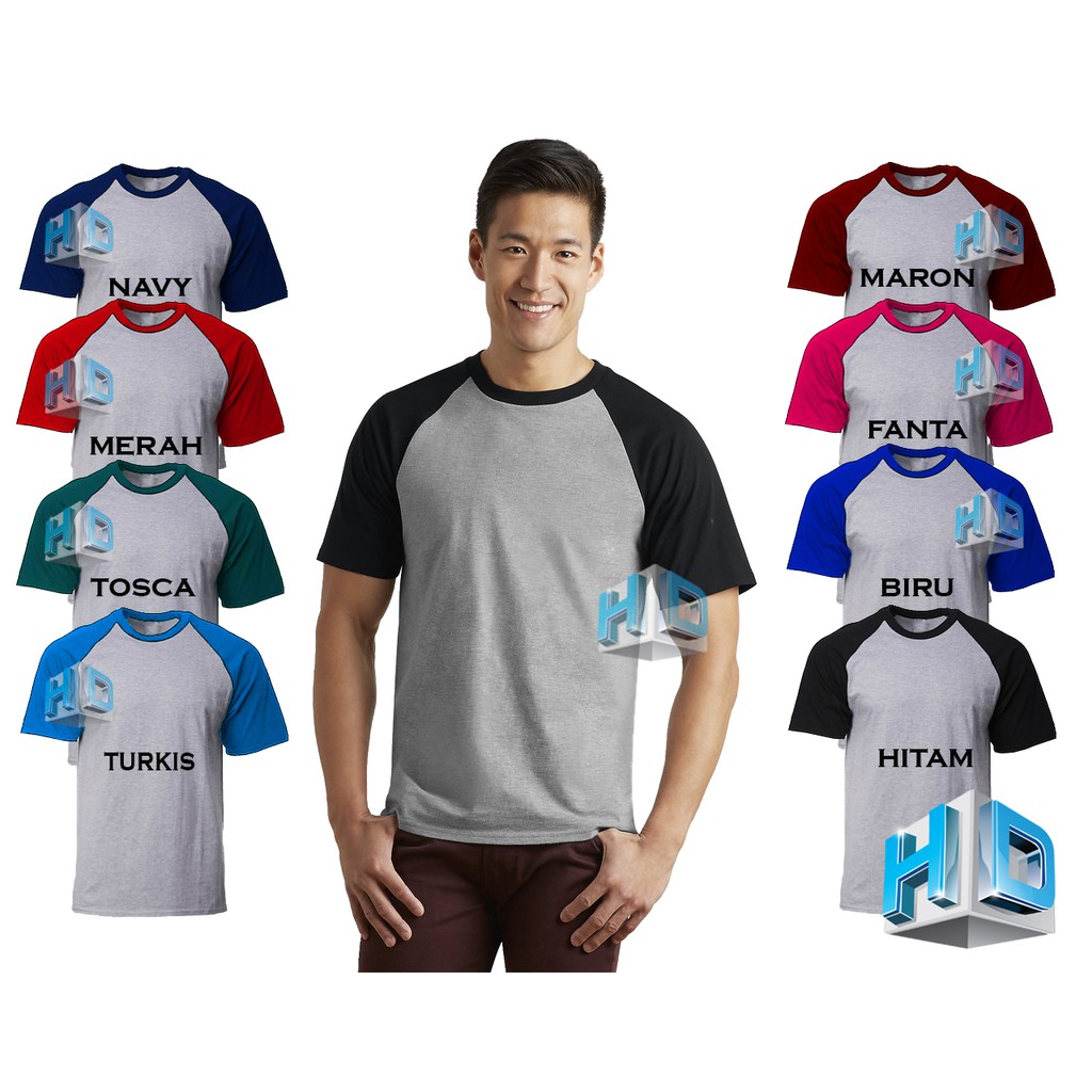Jual HD Kaos Raglan pendek | Baju raglan polos | Fashion reglan pendek ...