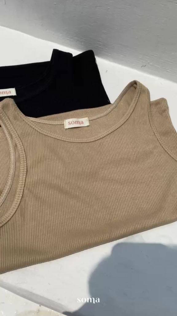 Jual ORA TOP | Ribbed Knit Racer Tank Tanktop Summer Stretch Rib Top ...